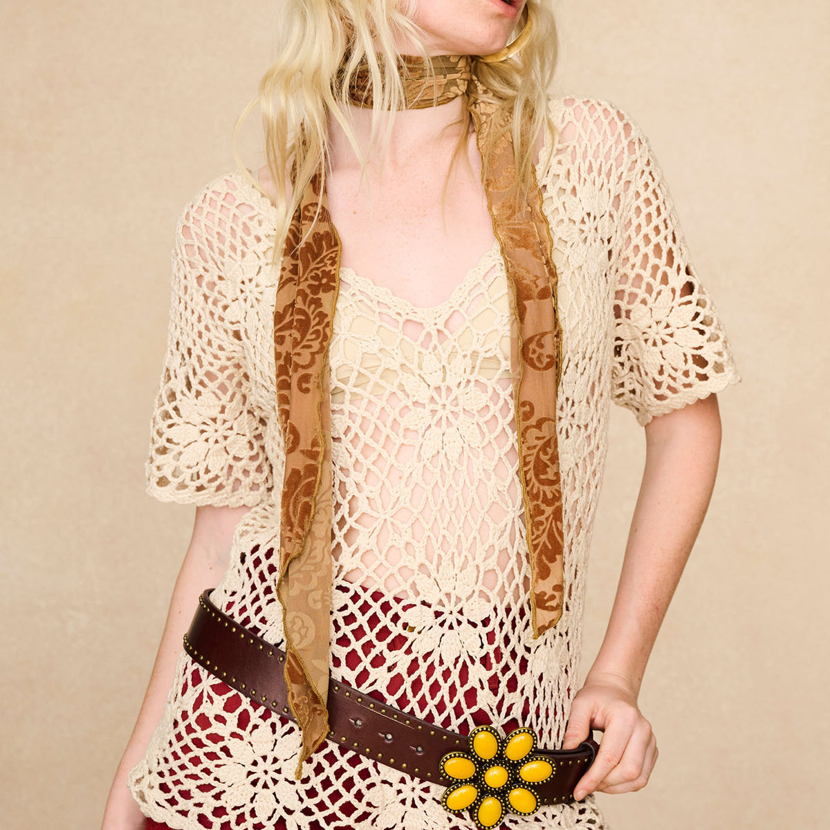 Women's Margaux Cream Floral Crochet Top – The Hippie Shake